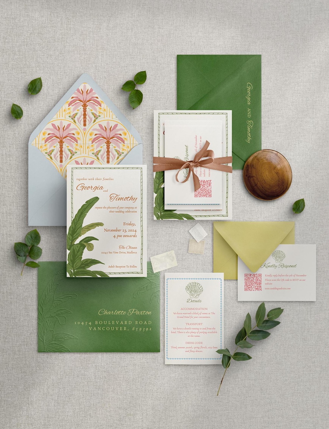 Tropical Retro Wedding Invitation Suite | Beach & Destination Weddings ...