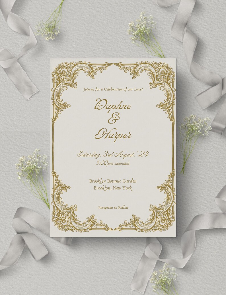 Regency Era Wedding Invitation| Royal Wedding Theme With Antique Gold ...