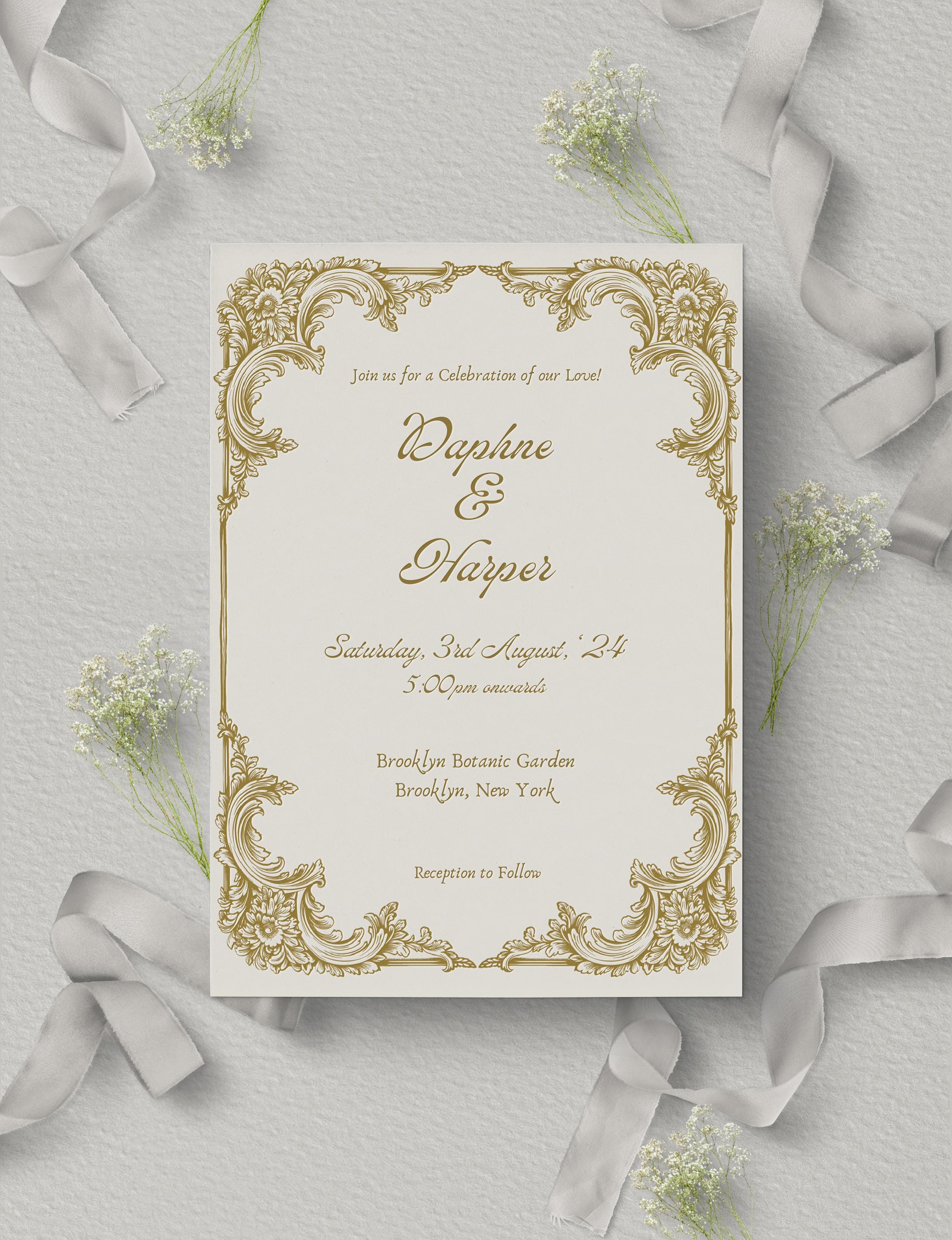 Regency Era Wedding Invitation| Royal Wedding Theme With Antique Gold ...