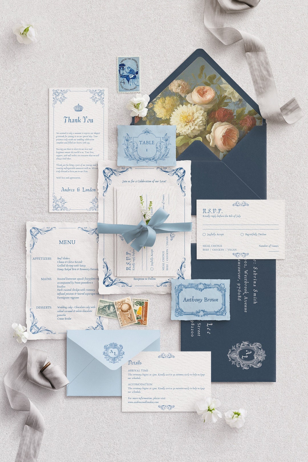 Complete Wedding Stationery Set | Bridgerton Inspired Wedding | Vintage ...