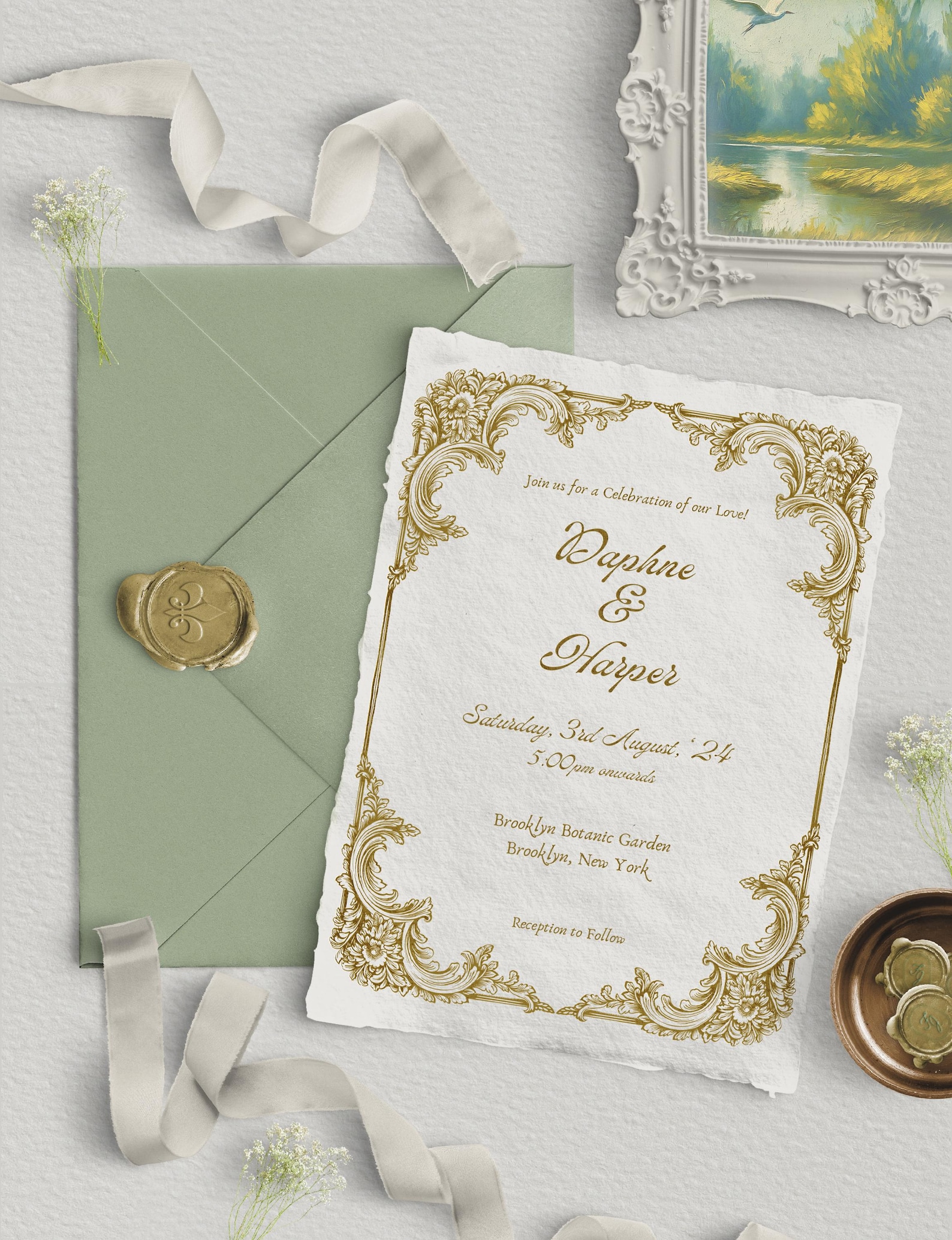 Regency Era Wedding Invitation| Royal Wedding Theme With Antique Gold ...
