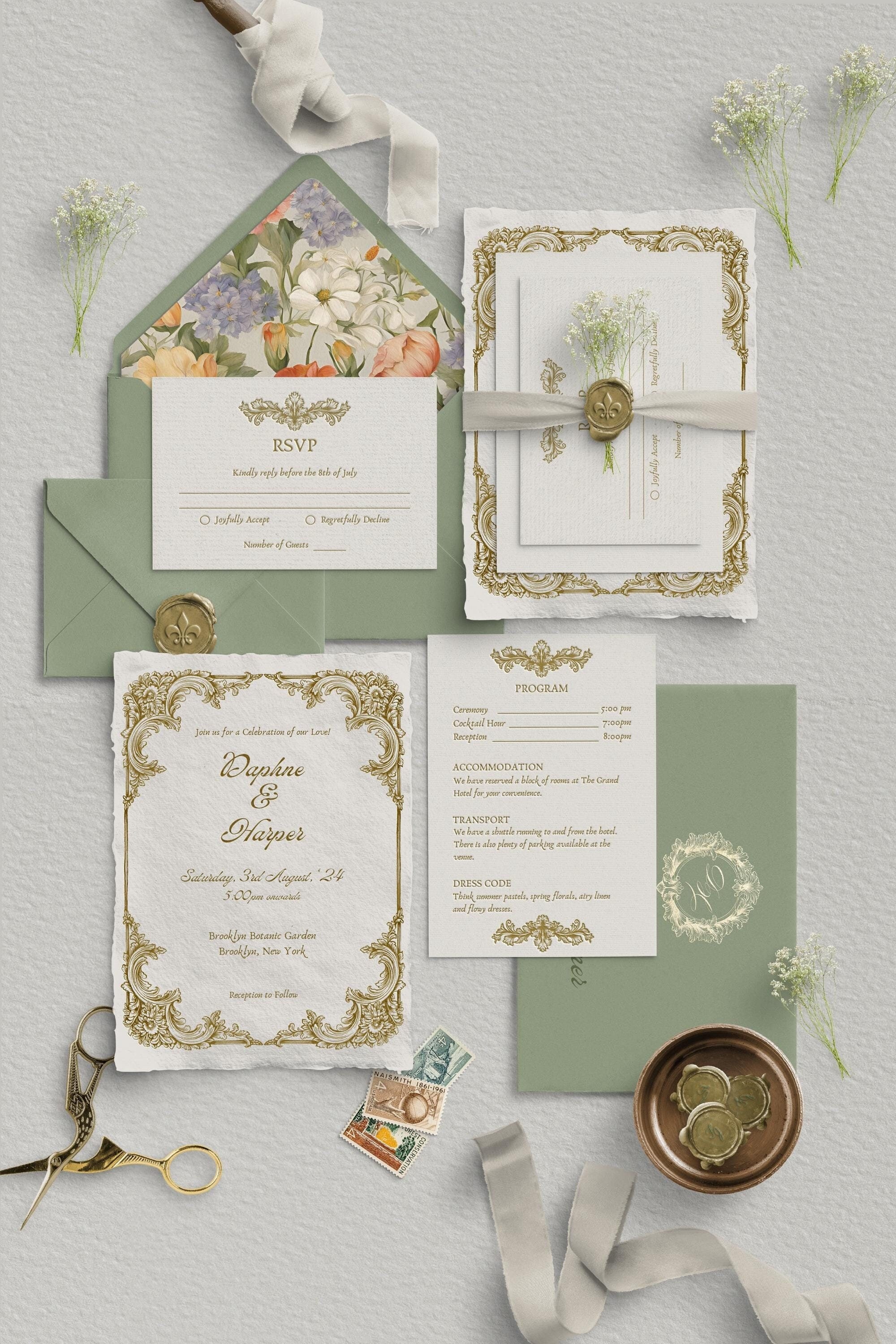 Regency Era Wedding Invitation Suite | Royal Wedding Theme With Gold ...