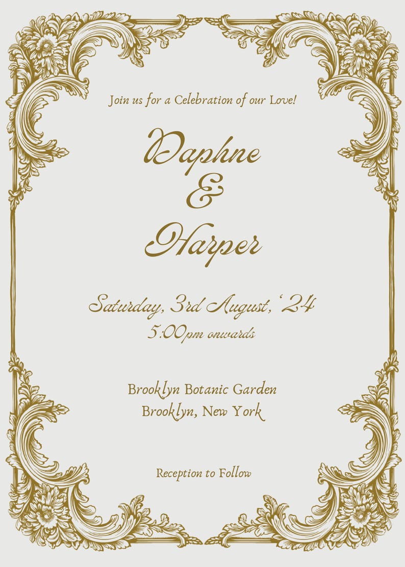Regency Era Wedding Invitation| Royal Wedding Theme With Antique Gold ...