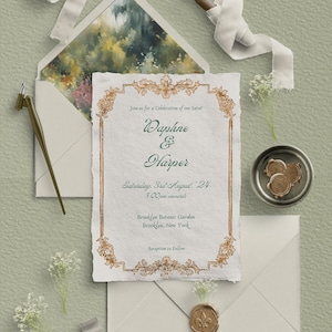 Hand Drawn Regency Era Wedding Invitation| Victorian Antique Gold ...
