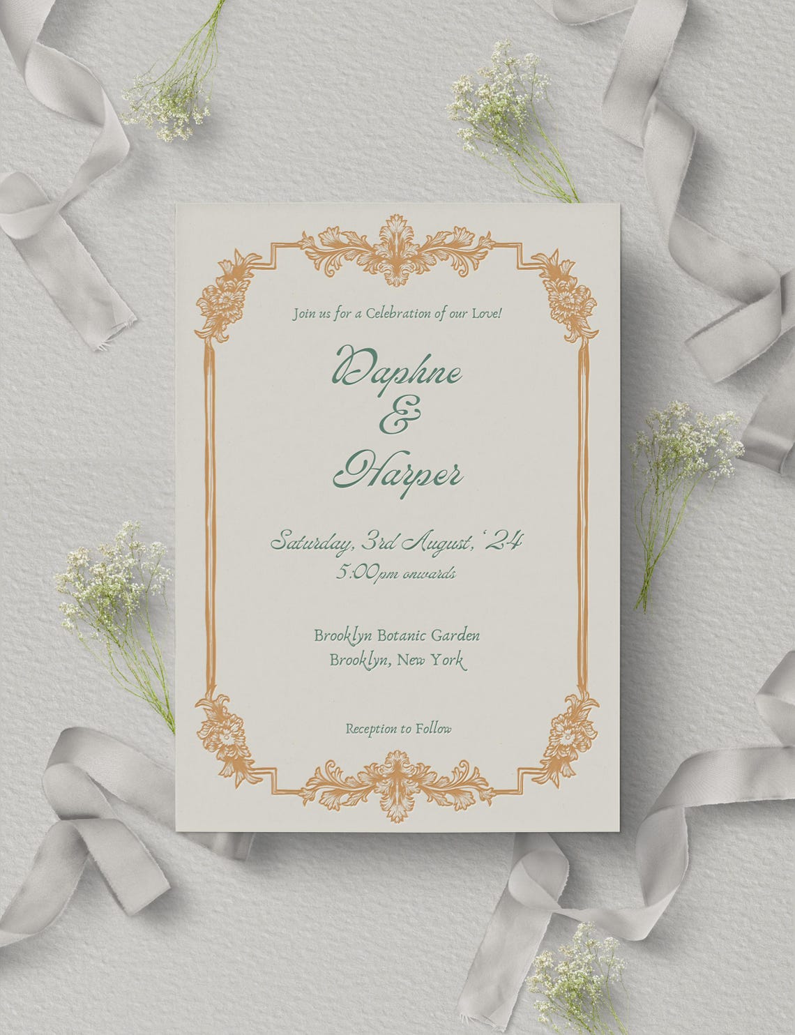 Hand Drawn Regency Era Wedding Invitation| Victorian Antique Gold ...