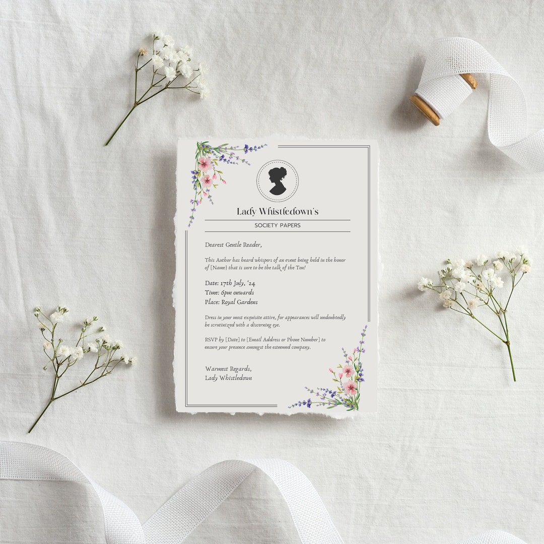Bridgerton Theme Invitation Wedding Stationery Whimsical Floral Design ...
