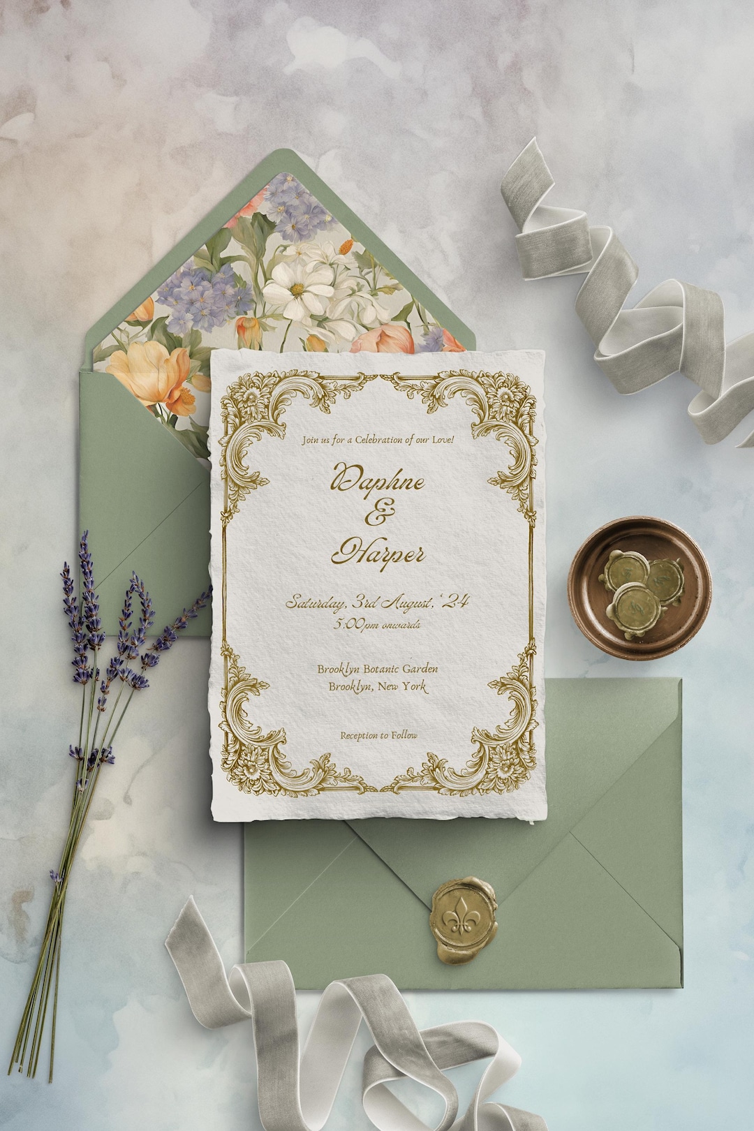 Regency Era Wedding Invitation| Royal Wedding Theme With Antique Gold ...