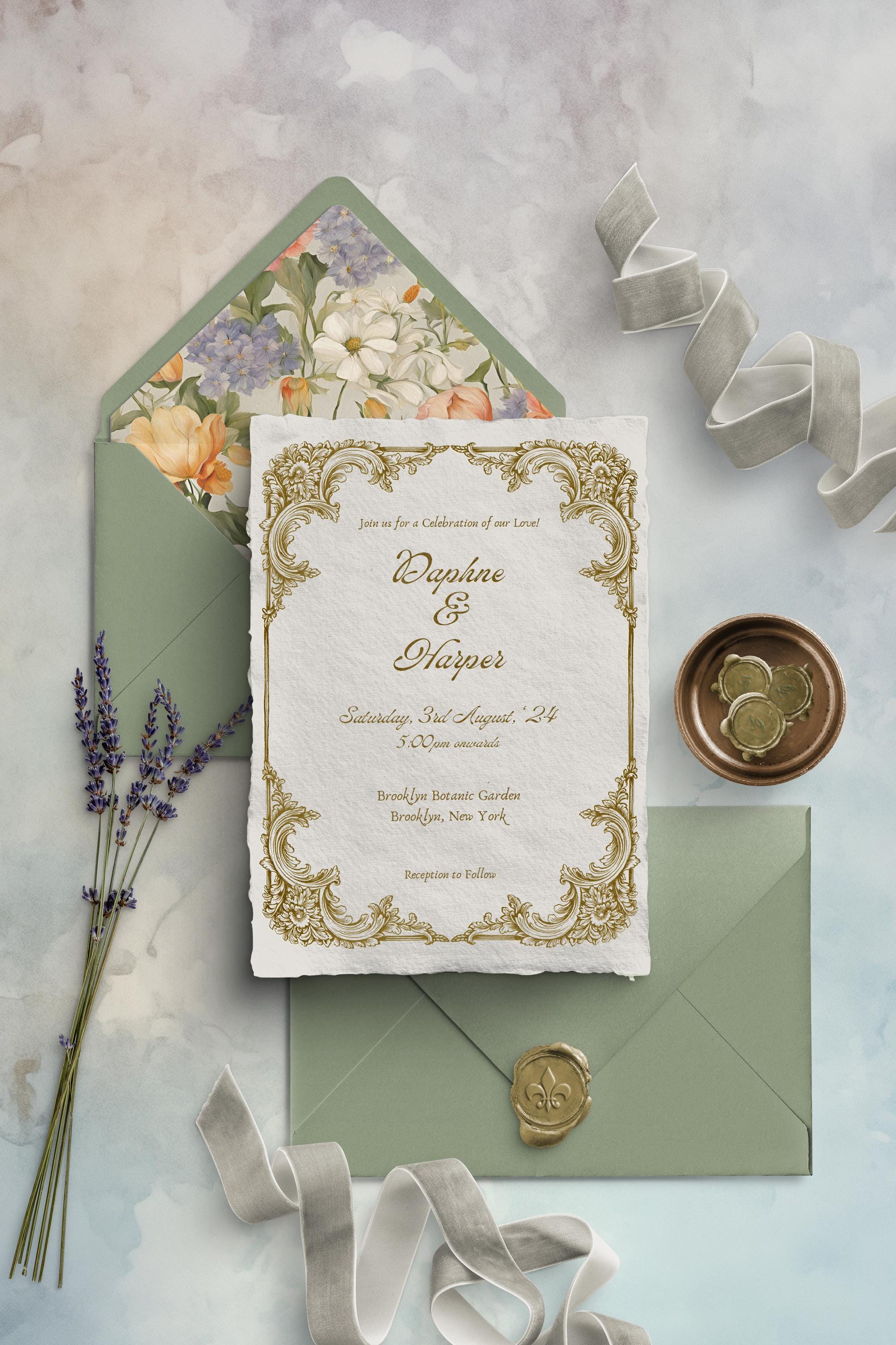 Regency Era Wedding Invitation| Royal Wedding Theme With Antique Gold ...