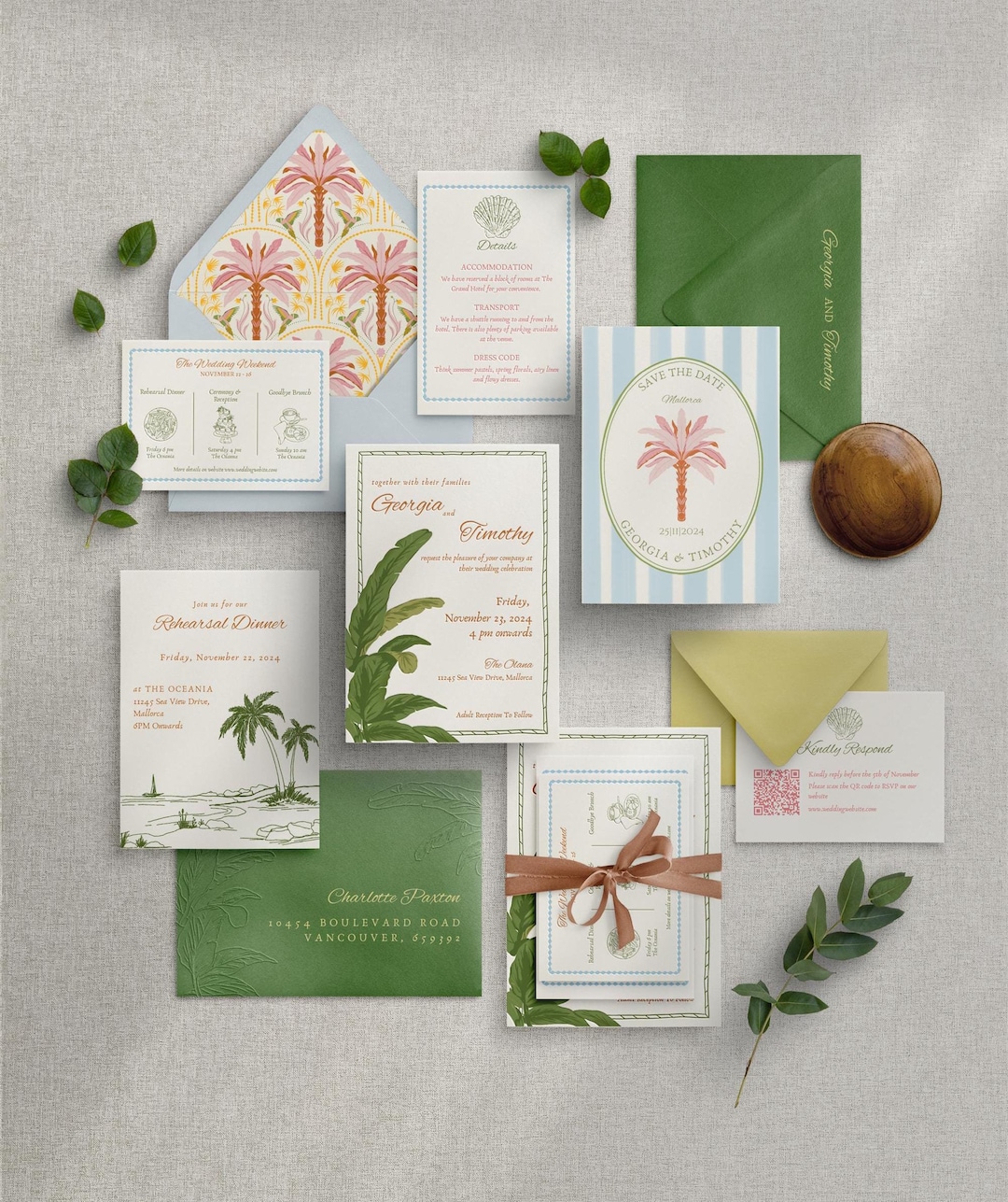 Tropical Retro Wedding Invitation Suite | Beach & Destination Weddings ...