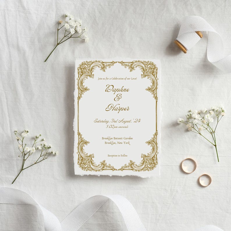 Regency Era Wedding Invitation| Royal Wedding Theme With Antique Gold ...