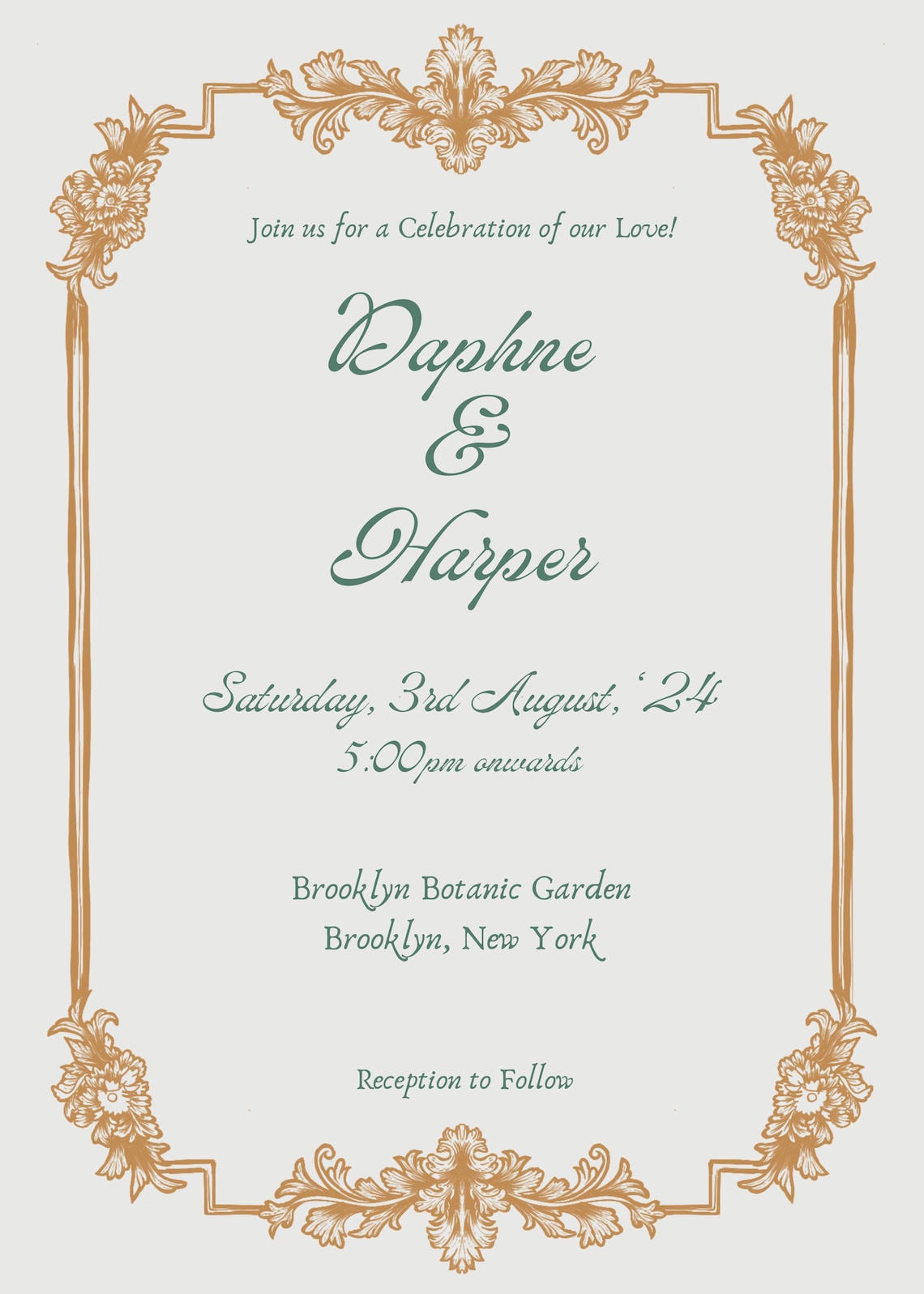 Hand Drawn Regency Era Wedding Invitation| Victorian Antique Gold ...