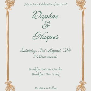 Hand Drawn Regency Era Wedding Invitation| Victorian Antique Gold ...