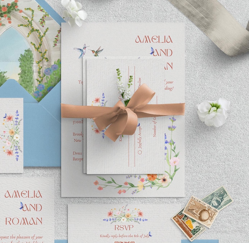 Wildflower Wedding Invitation Suite | Hand Drawn Illustration for ...