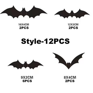 12/60/120 Sets 3D Bat Wall Decorations for Halloween – Spooky Halloween ...