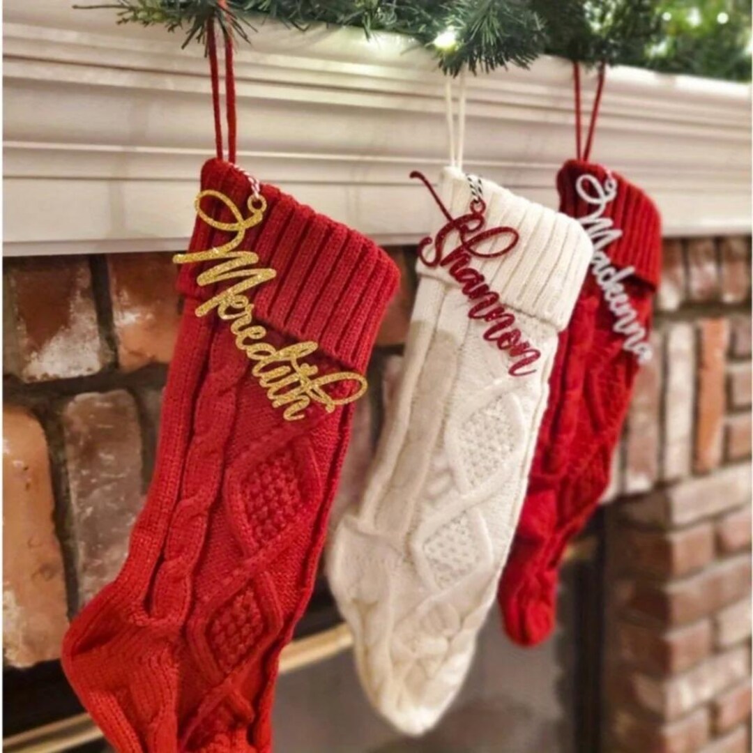 Personalized Acrylic Name Labels for Christmas Stockings Custom Holiday ...