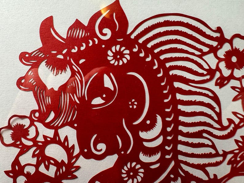 Chinese Paper Cutting Horse Art – 2026 Handcrafted Red Zodiac Horse ...