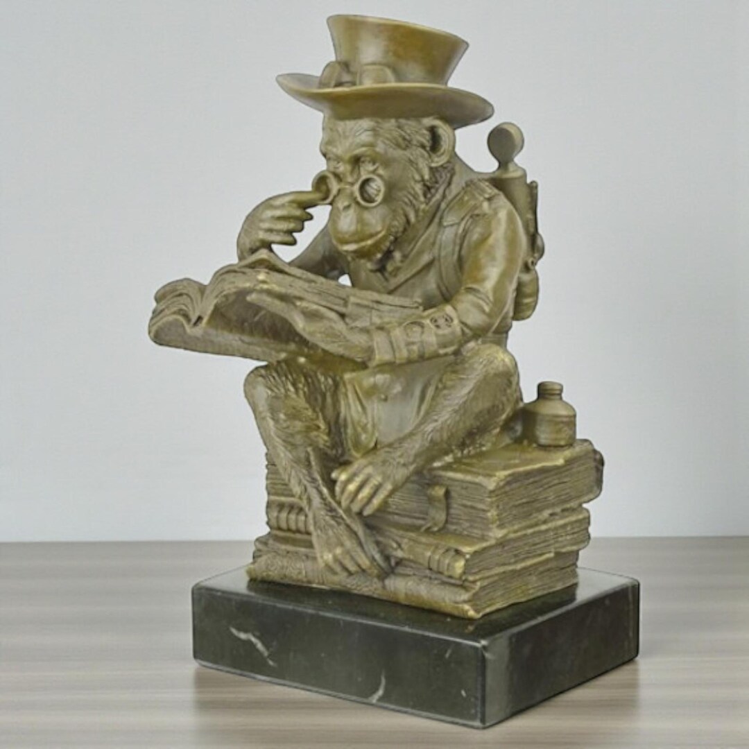 Bronze Darwin Monkey Steampunk Sculpture – Scientific & Gothic Art - Etsy