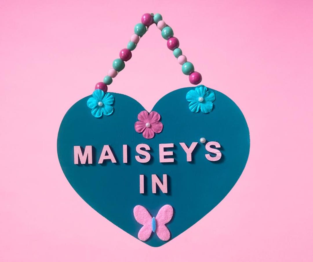 Reversible Personalized Girls Bedroom Door Sign With Beads, Girls Door ...