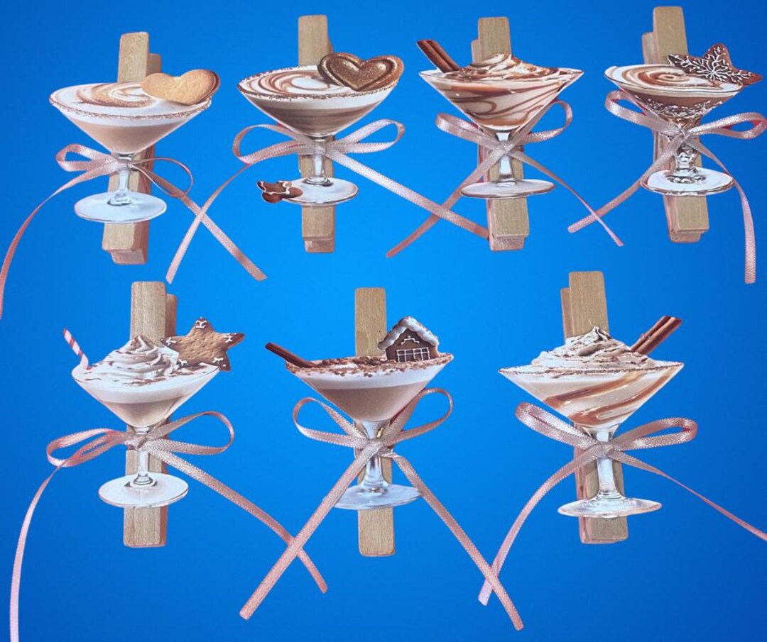 Gingerbread Martini Clothespin Clips - Holiday Bar Decor, Set of 7 - Etsy
