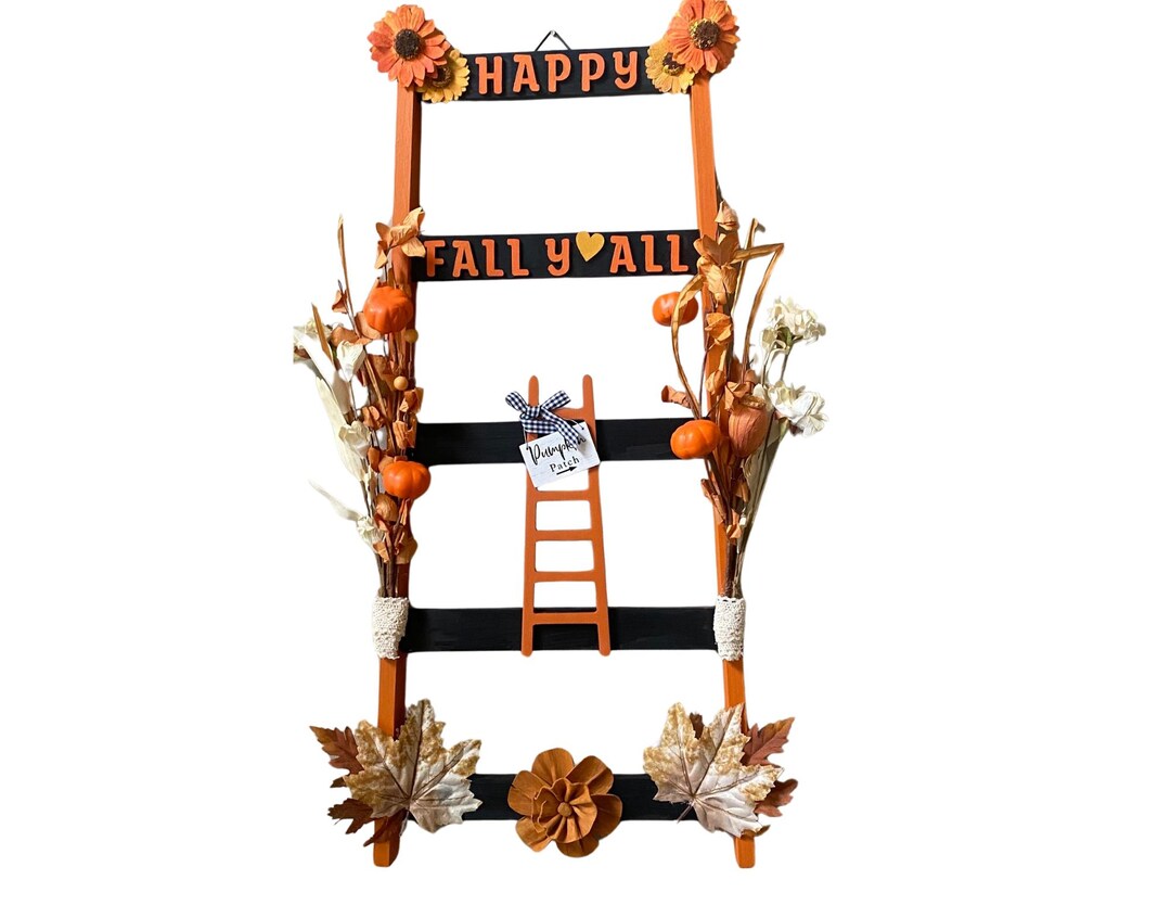 Fall Wooden Ladder Decor: Farmhouse Autumn Door Hanger - Etsy