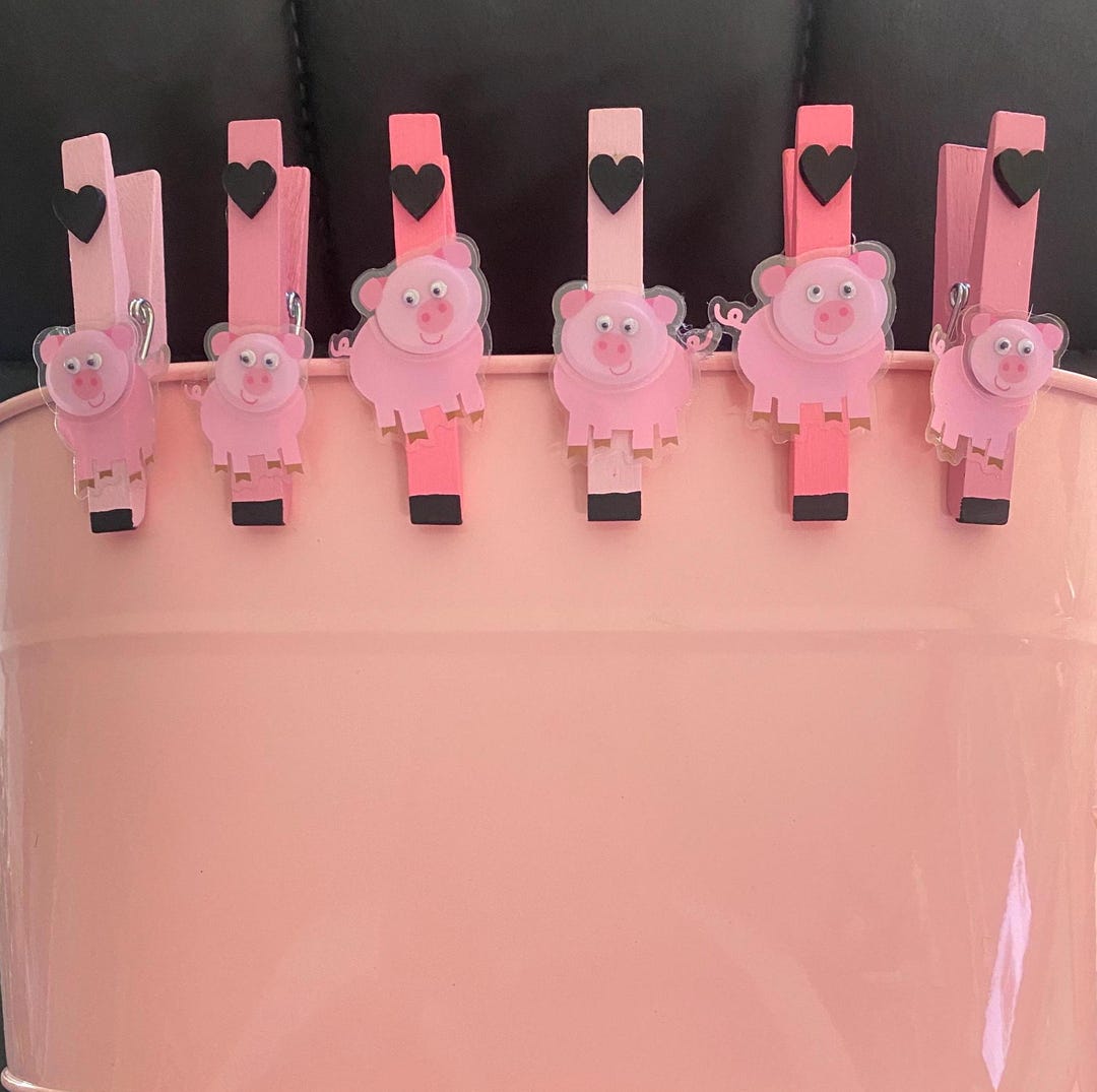Pink Pig Clothespins: Farm Animal Baby Shower Decor, Set of 6 - Etsy