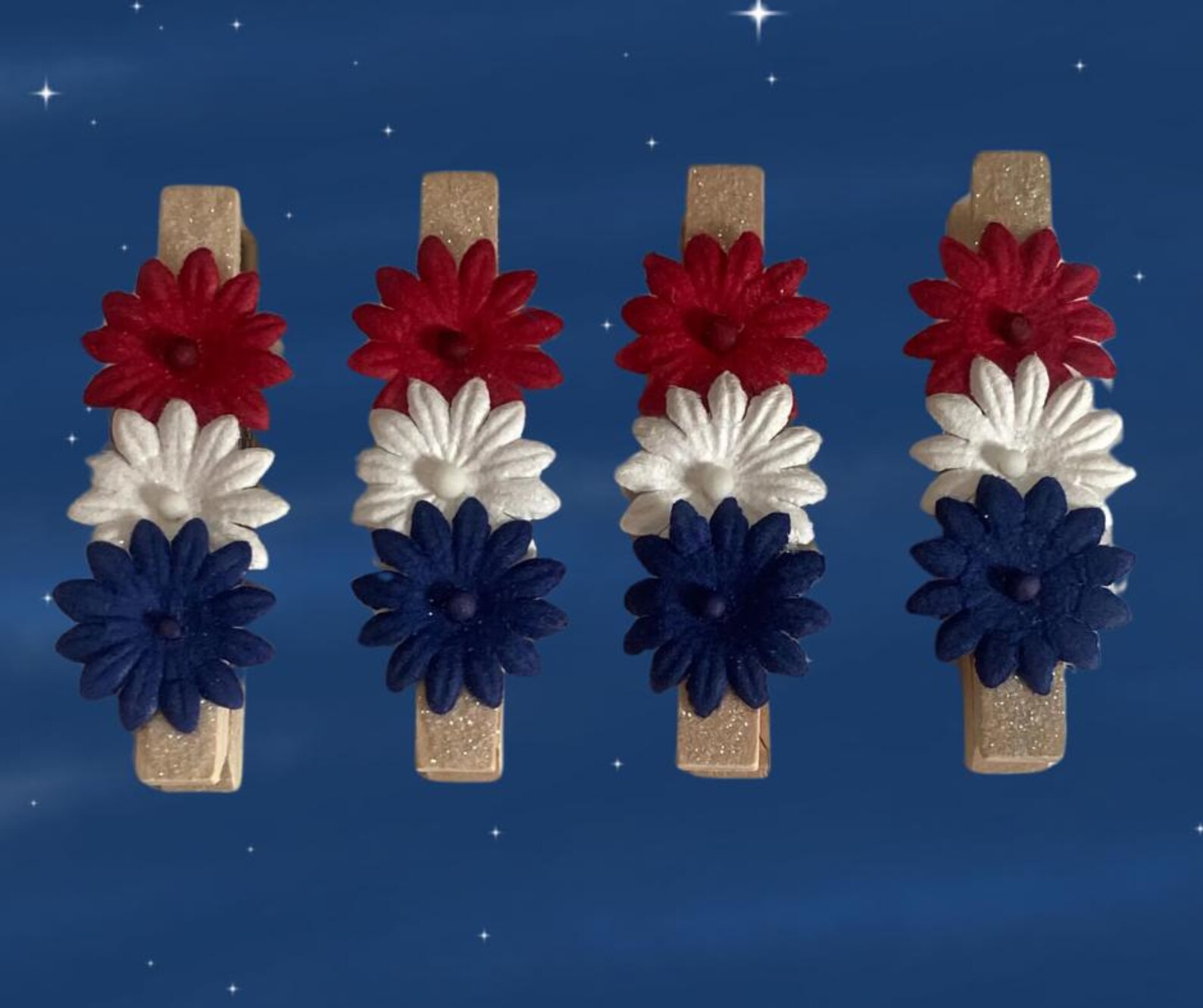 Patriotic Floral Clothespin Magnet Set: 4th of July Americana Decor - Etsy