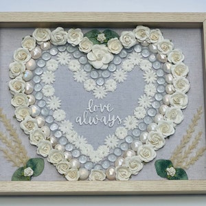Wedding Heart Shadow Box, Wedding Keepsake, Anniversary Gift, Bride and ...