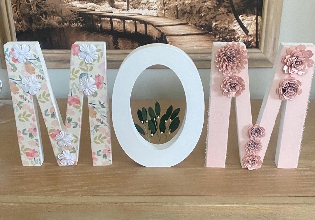 Floral MOM Letters: Handmade MDF Mother's Day Decor - Etsy