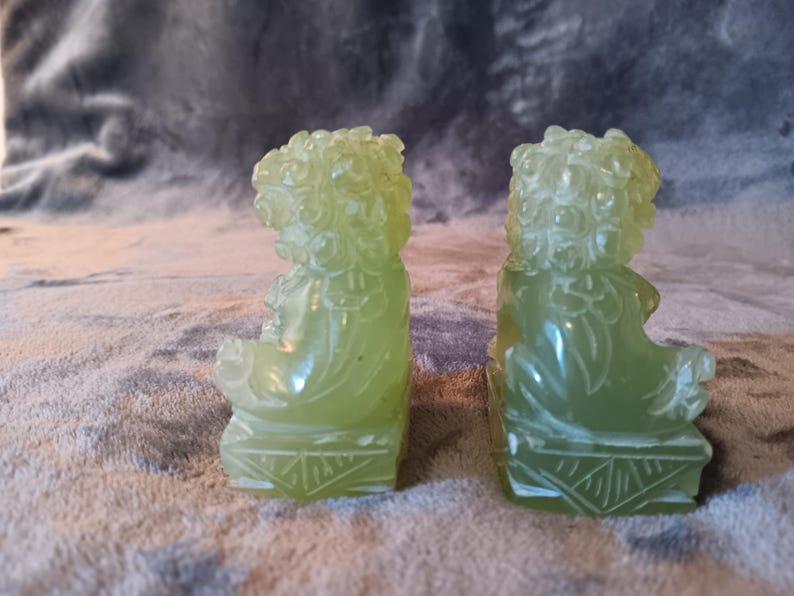 Translucent Jade Chinese Foo Dog Antique Carving Pair - Etsy