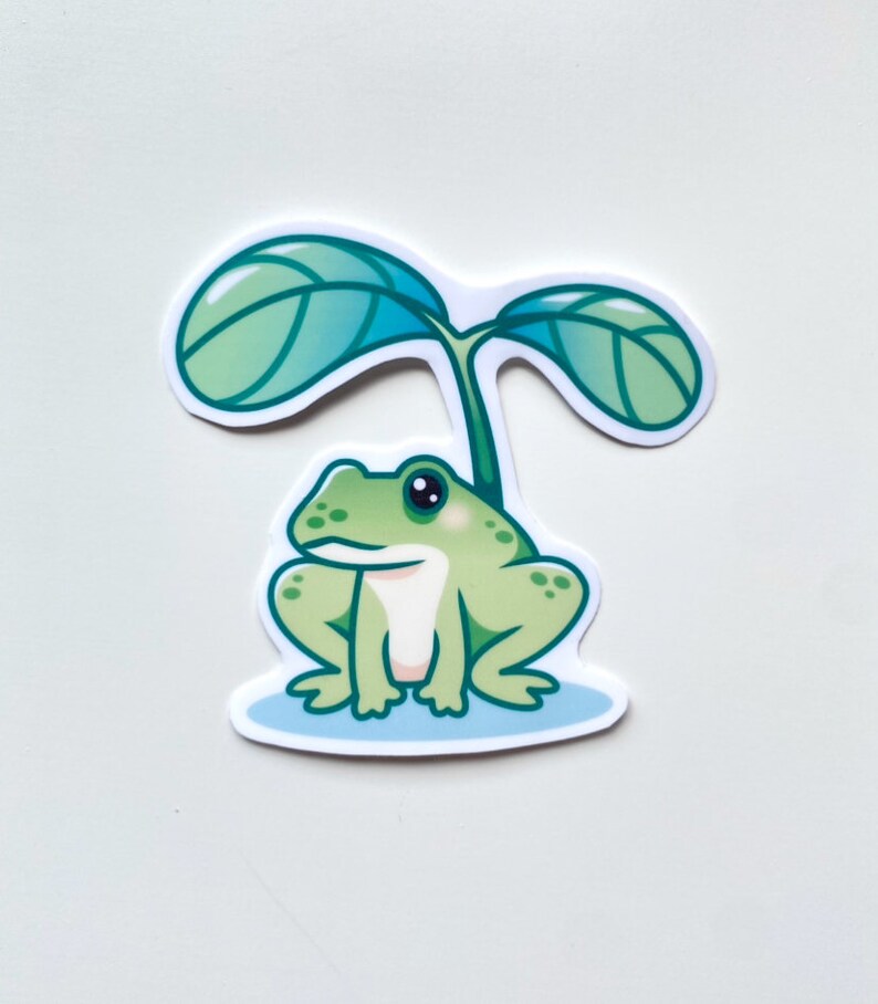 Frog Sticker Vinyl Glossy Mushroom Leaf Laptop Decal Green Red Froggie ...