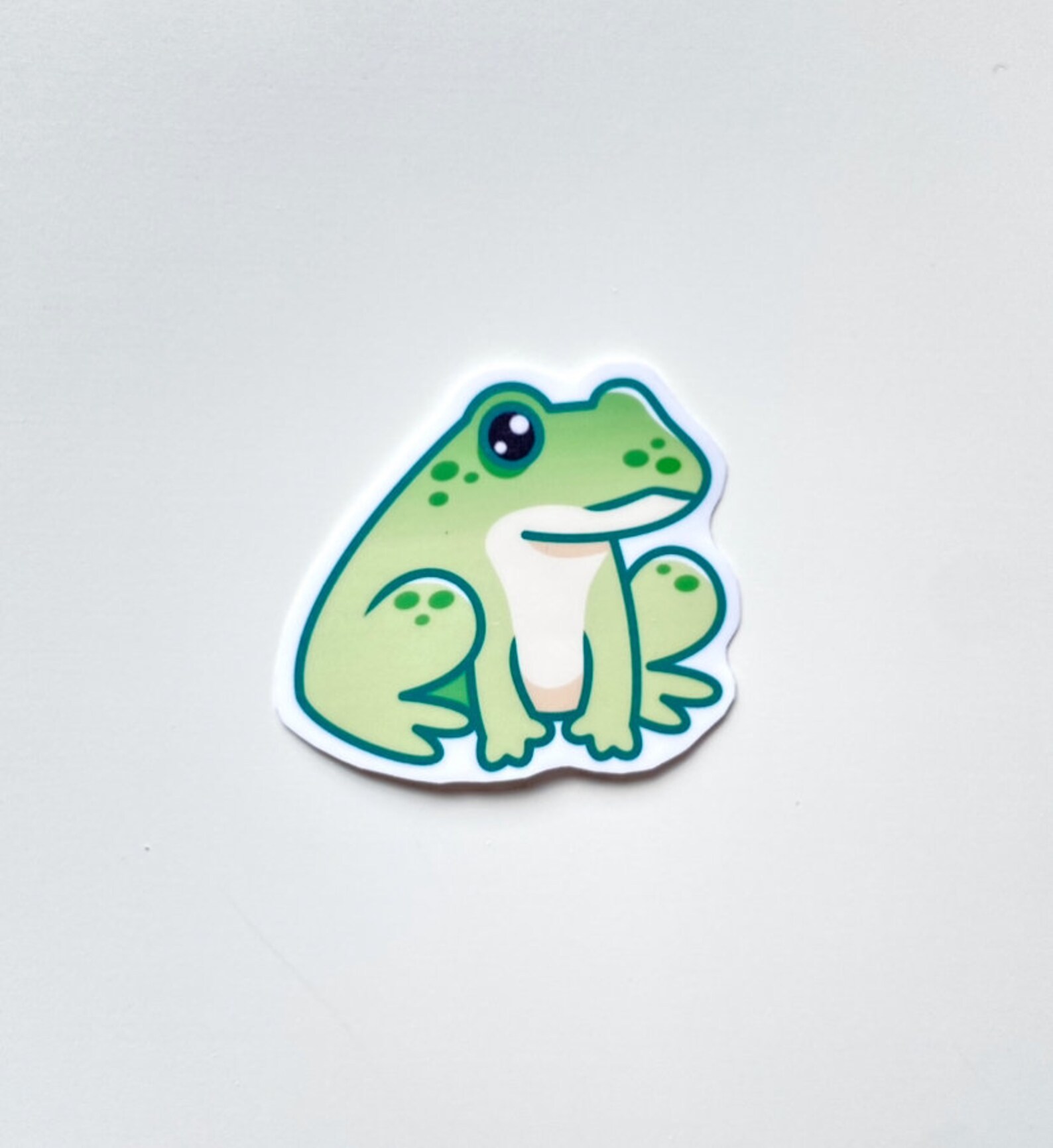 Frog Sticker Vinyl Glossy Mushroom Leaf Laptop Decal Green Red Froggie ...