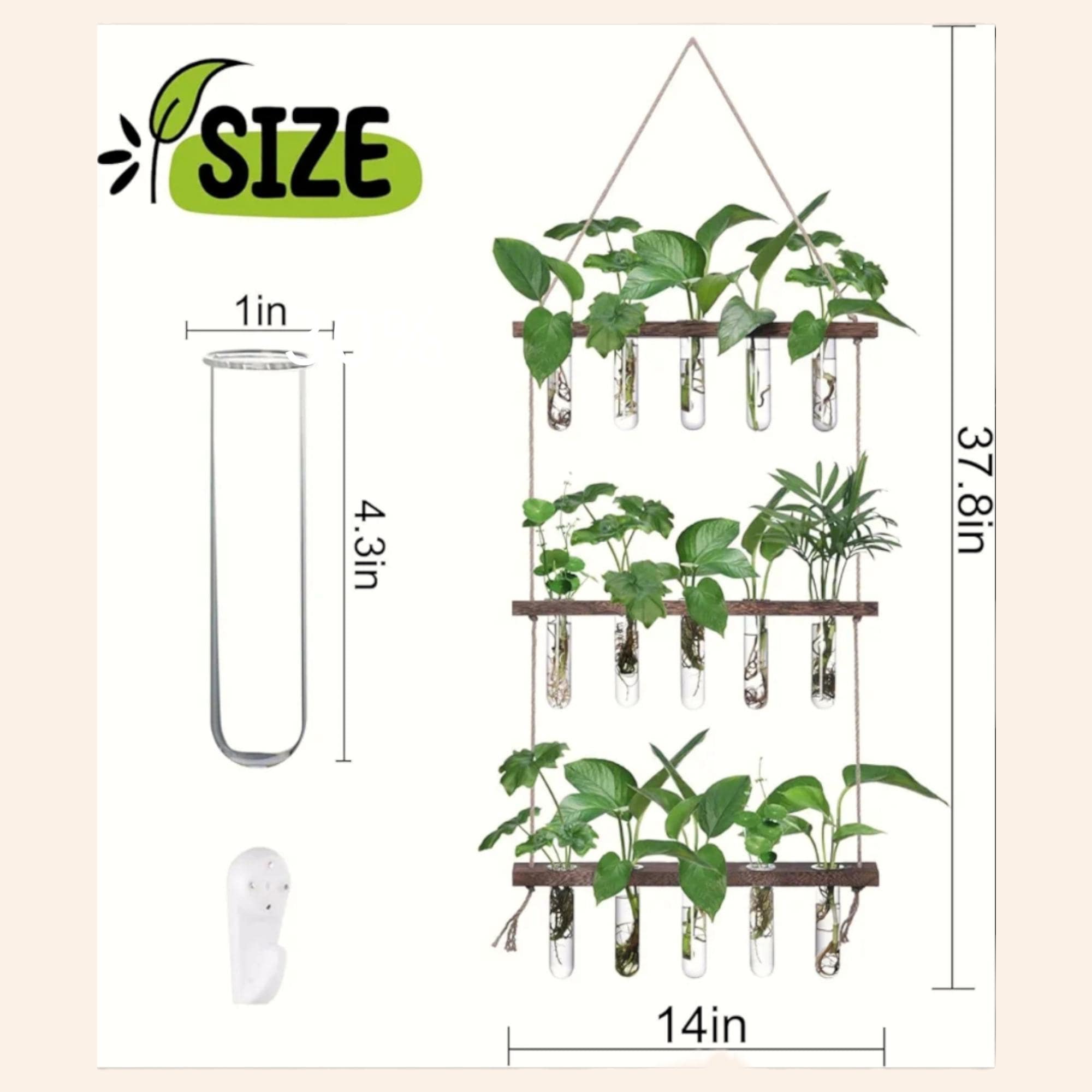Wall Hanging Propagation Station With Wooden Stand - 3-tier Planters ...