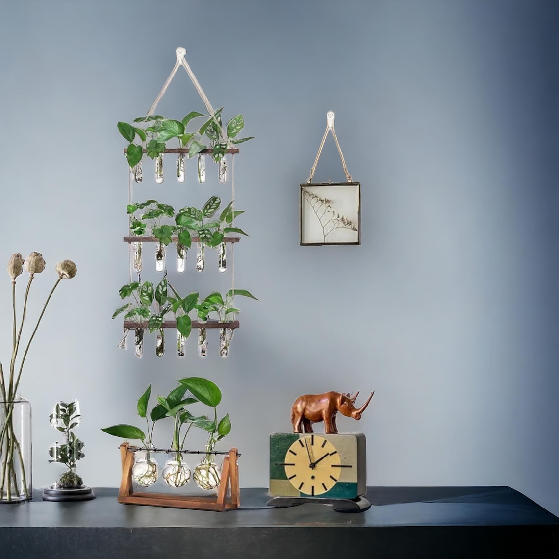 Wall Hanging Propagation Station With Wooden Stand - 3-tier Planters ...
