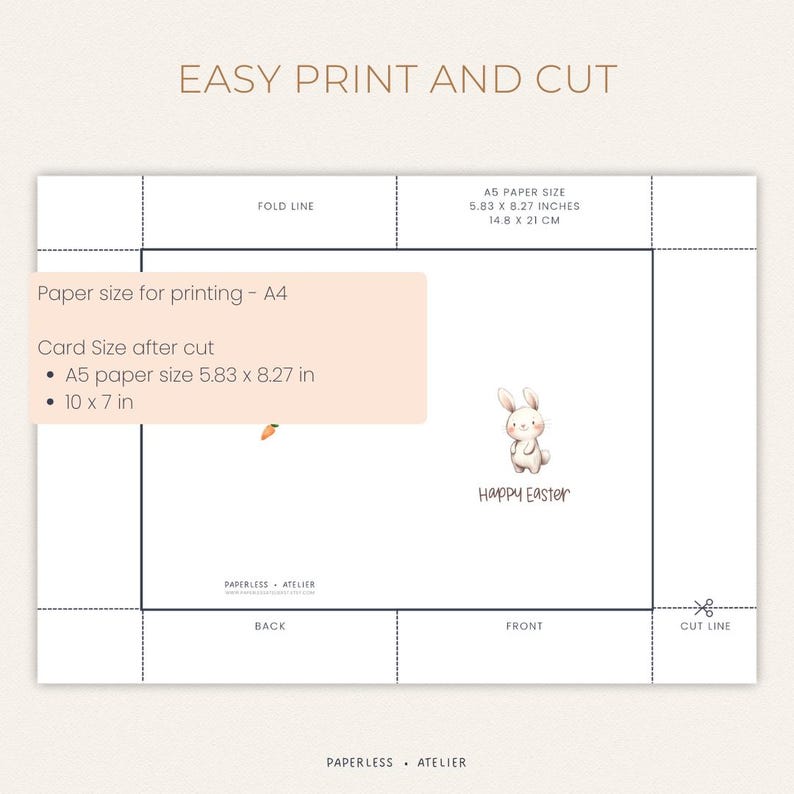 Printable Cute Easter Bunny Card, Easter Bunny, Easter Card, Bunny ...