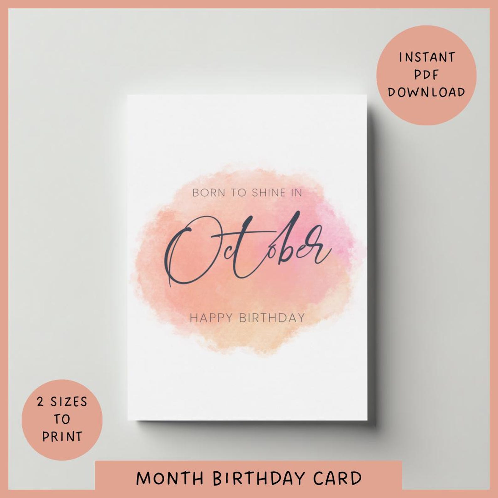 Printable Birthday Card, October Card, October Born, Born in October ...