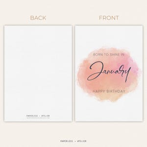 Printable Birthday Card, January Card, January Born, Born in January ...