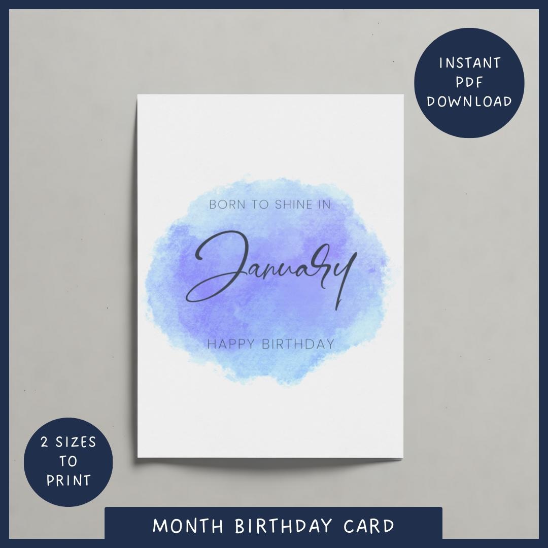 Printable Birthday Card, January Card, January Born, Born in January ...