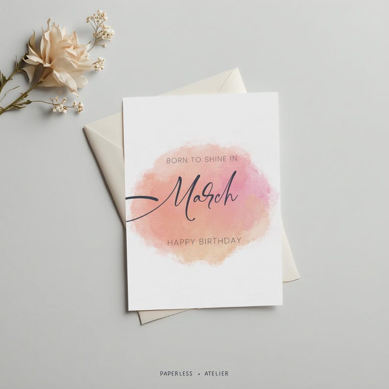 Printable Birthday Card, March Card, March Born, Born in March ...