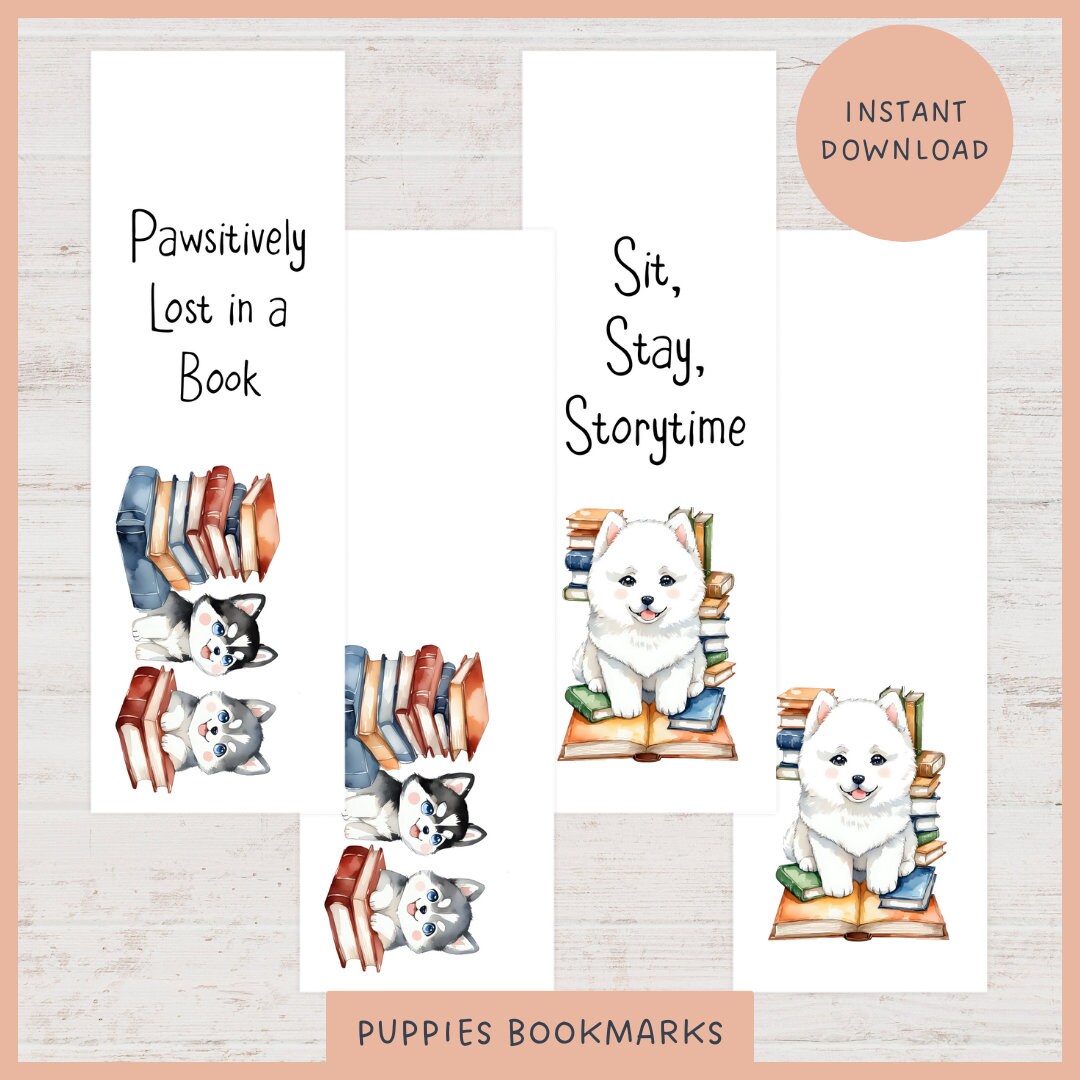 16 Printable Puppy Bookmarks, Puppy Bookmark, Printable Dog Bookmark ...
