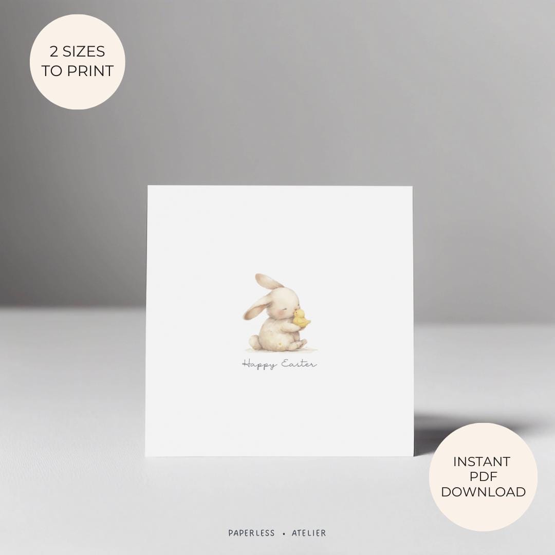 Printable Cute Easter Bunny Card, Easter Bunny, Easter Card, Bunny ...