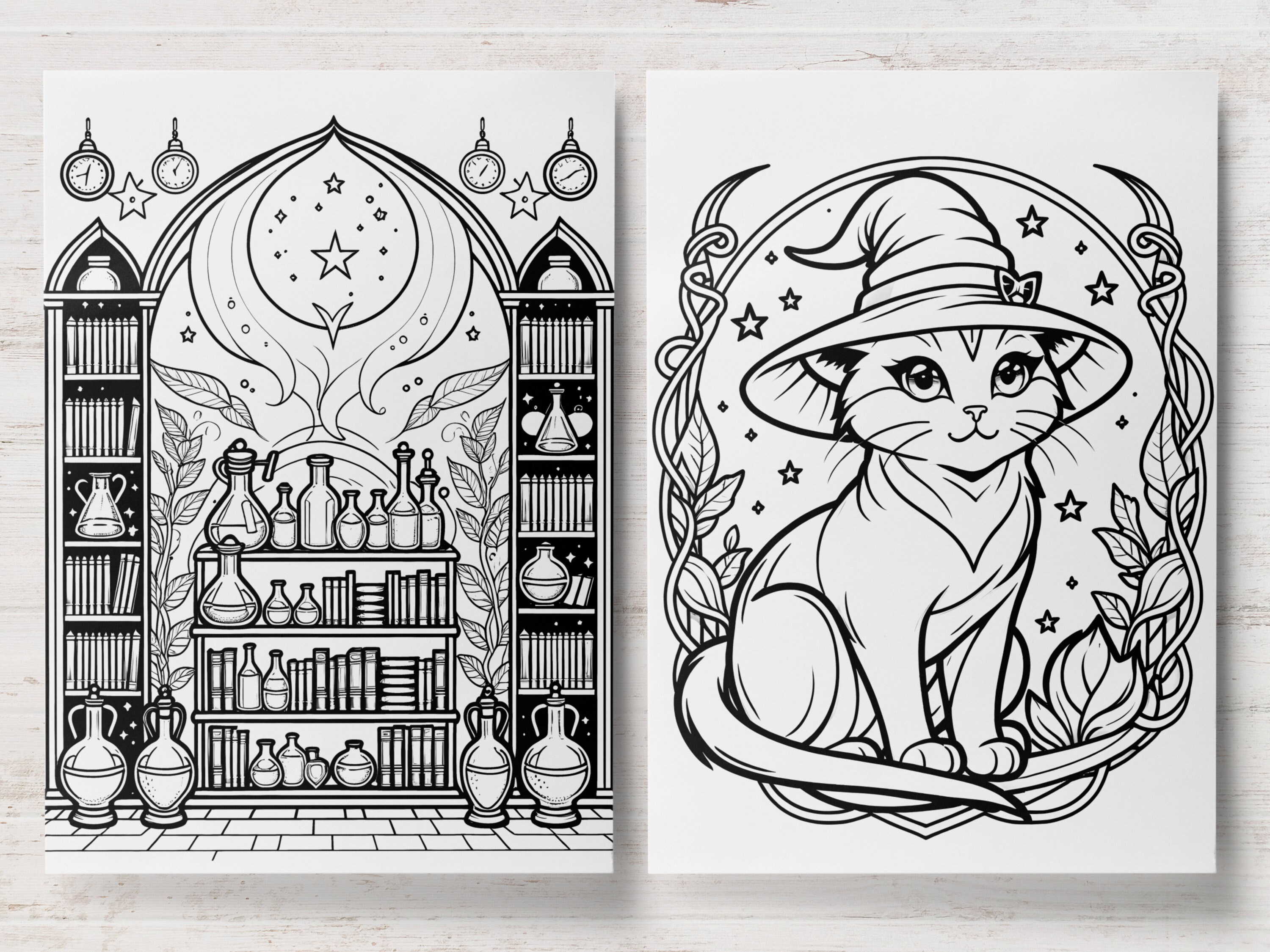 Witch's Cabin Coloring Book, Coloring Book, Witches, Potions, Cats ...