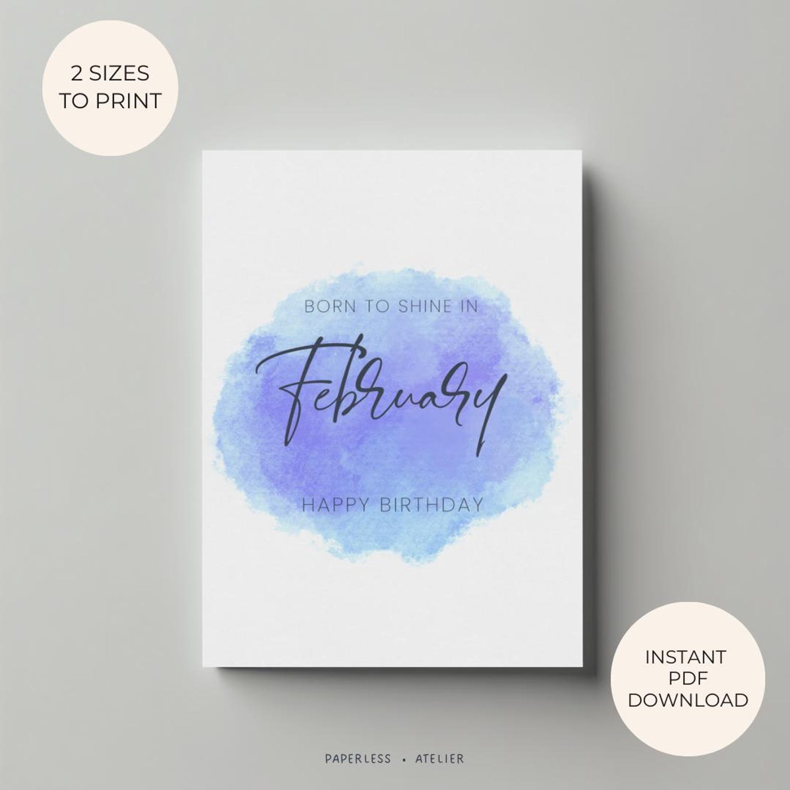 Printable Birthday Card, February Card, February Born, Born in February ...