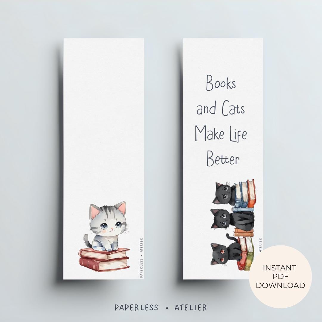 16 Printable Kitten Bookmarks, Kitten Bookmark, Printable Bookmark ...