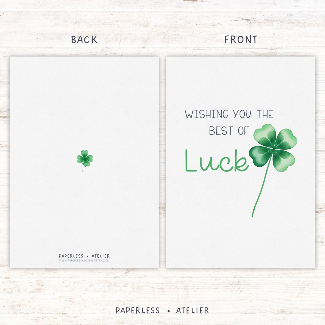 Printable Farewell Card, Good Luck Card, Clover Card, Moving Travel ...