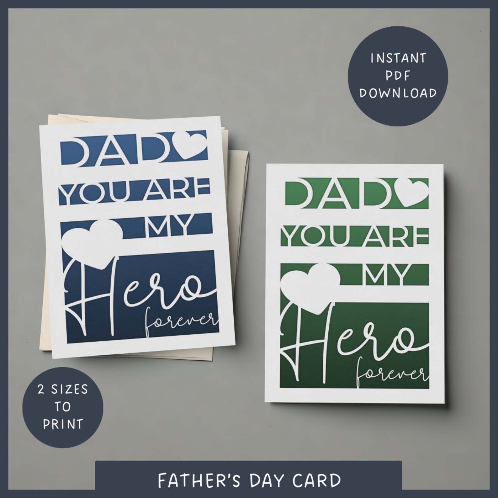 2 Printable Father's Day Card, Father's Day Card for Grandad, Card for ...