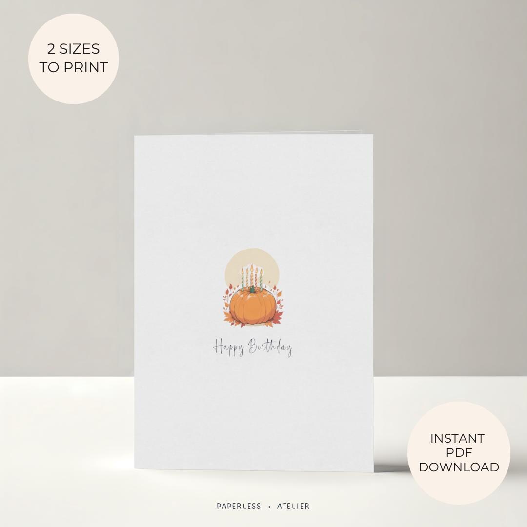 Printable Birthday Card, Pumpkin Birthday, Happy Birthday, Fall ...