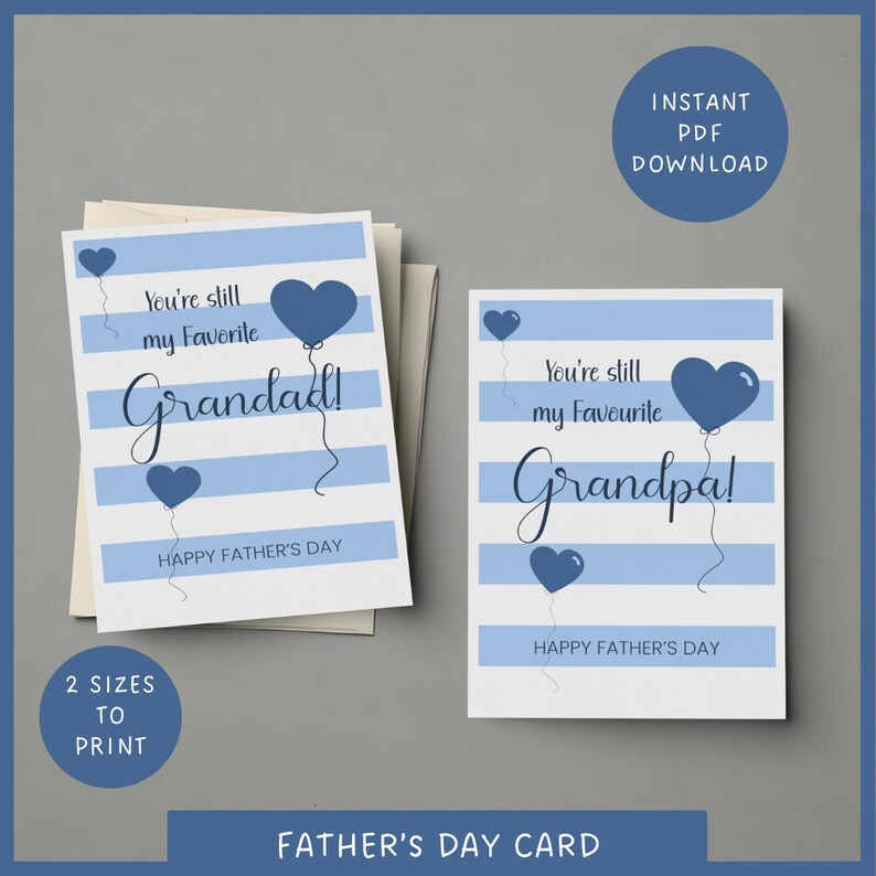 Printable Father's Day Card, Father's Day Card for Grandad, Card for ...