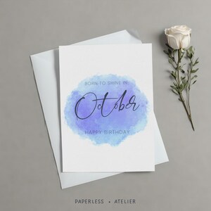 Printable Birthday Card, October Card, October Born, Born in October ...