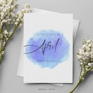 Printable Birthday Card, April Card, April Born, Born in April ...