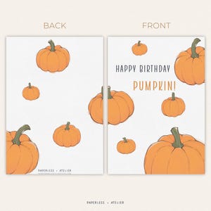 Printable Autumn Birthday Card, Pumpkin Birthday, Happy Birthday ...